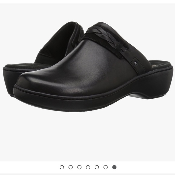 Clarks | Shoes | Clarks Womens Delana Abbey Black Leather Clog 65 ...